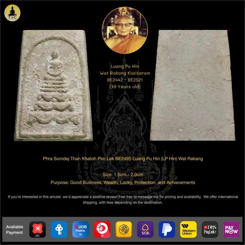 Phra Somdej Luang Pu Hin BE 2495 — Authentic Thai Amulet | TAC Singapore